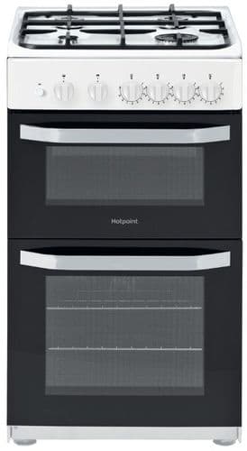 HOTPOINT Freestanding 50cm Gas Cooker with Twin Cavity White HD5G00KCW