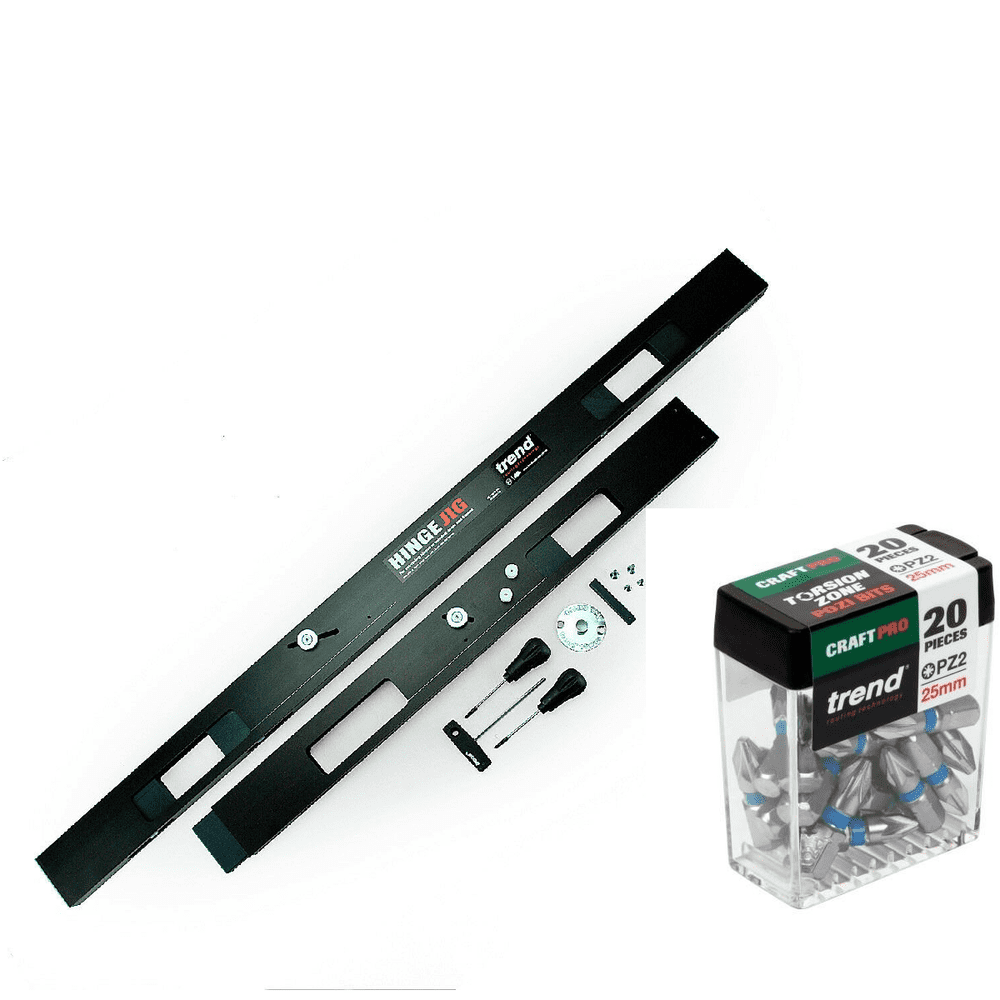 TREND H/JIG/A TWO PIECE PRO HINGE JIG With 20 Pz 2 Pro Craft Bits 25mm