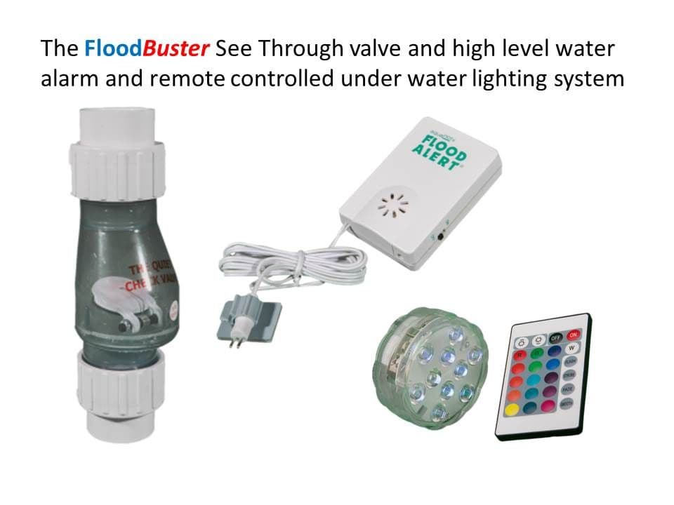 Flood-Buster packaged sump and sump system with alarm