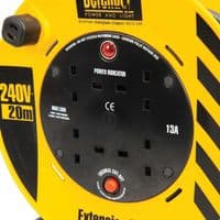 240V Cable Reel Extension Lead 20m 4 Sockets