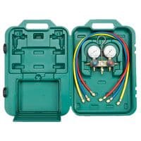 Refco R407C/R134A/R404A Manifold with 3 Hose Lines