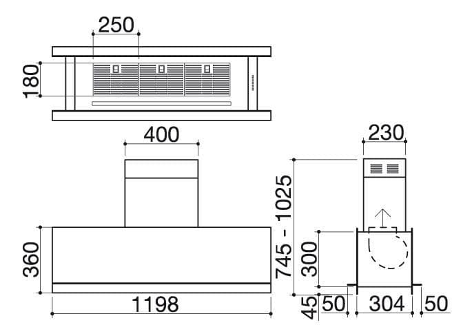 Barazza 1KMDI12 120cm Island Cooker Hood