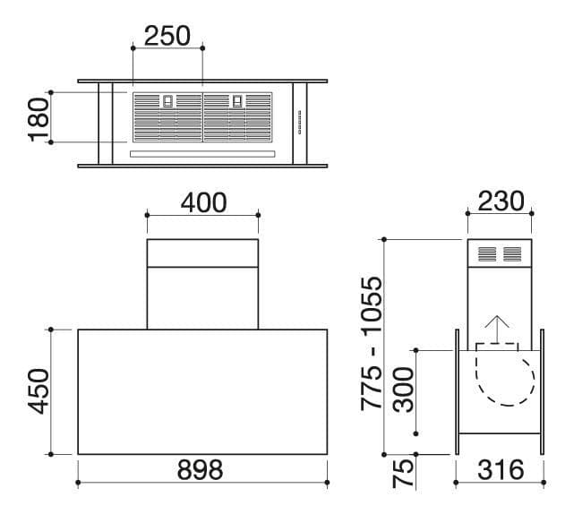 Barazza 1KUNI91 90cm Island Cooker Hood