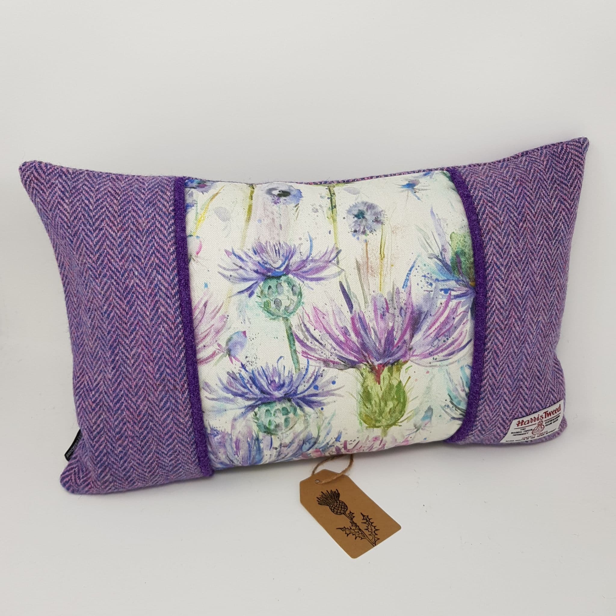Purple Wool Thistles with genuine Harris Tweed herringbone artisan ...