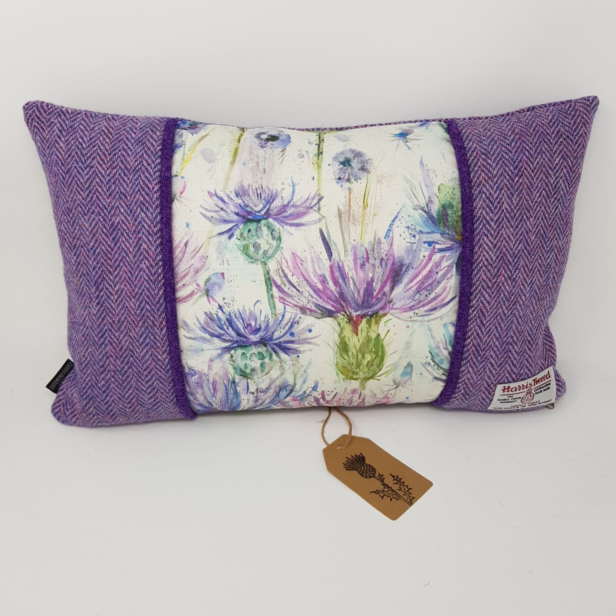 Purple Wool Thistles with genuine Harris Tweed herringbone artisan ...