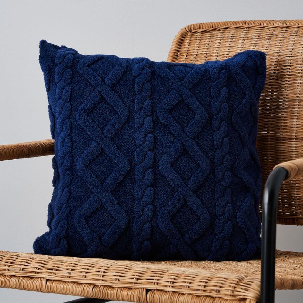 Cable Knit Cushion Navy