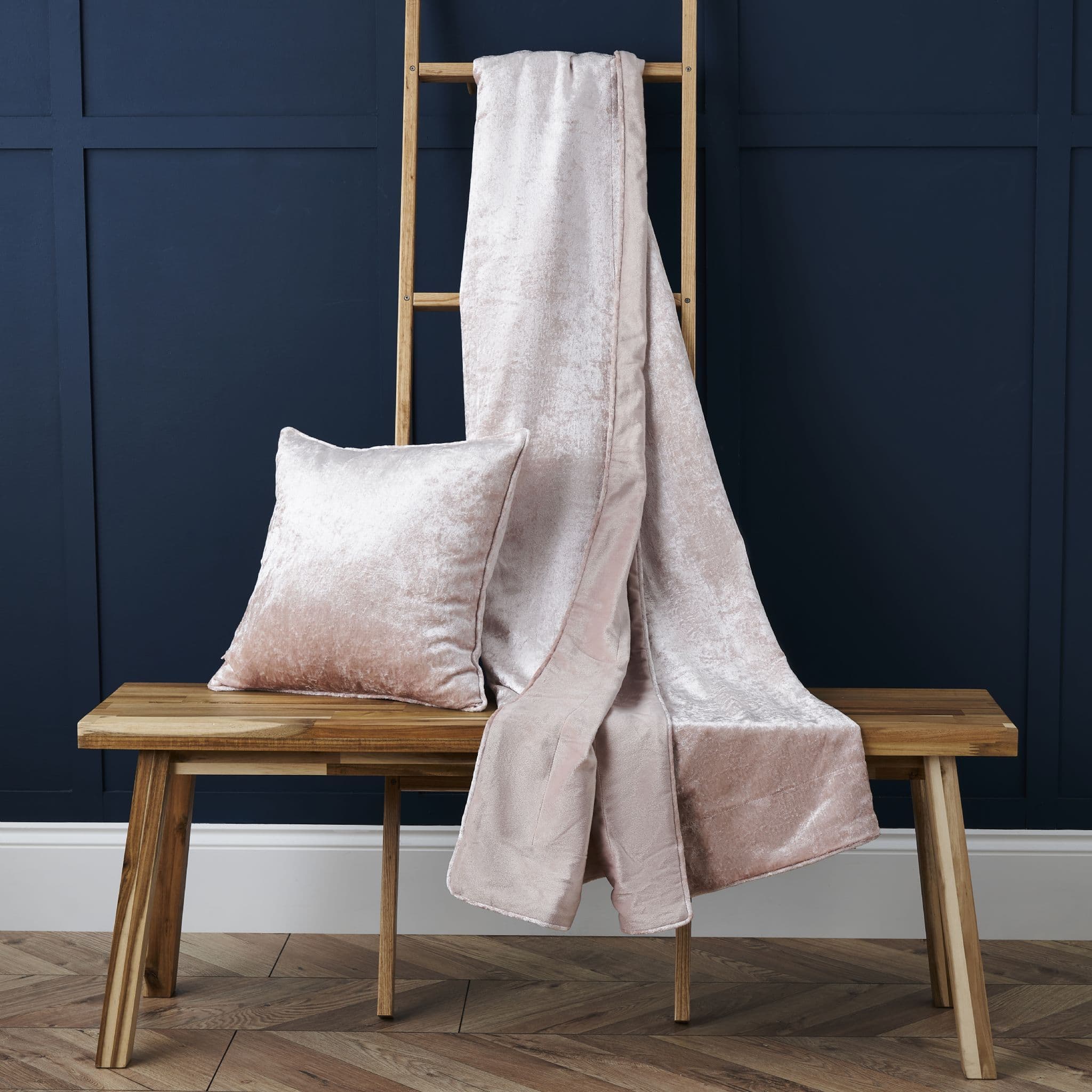 Luxury Crushed Velvet Throw Blush