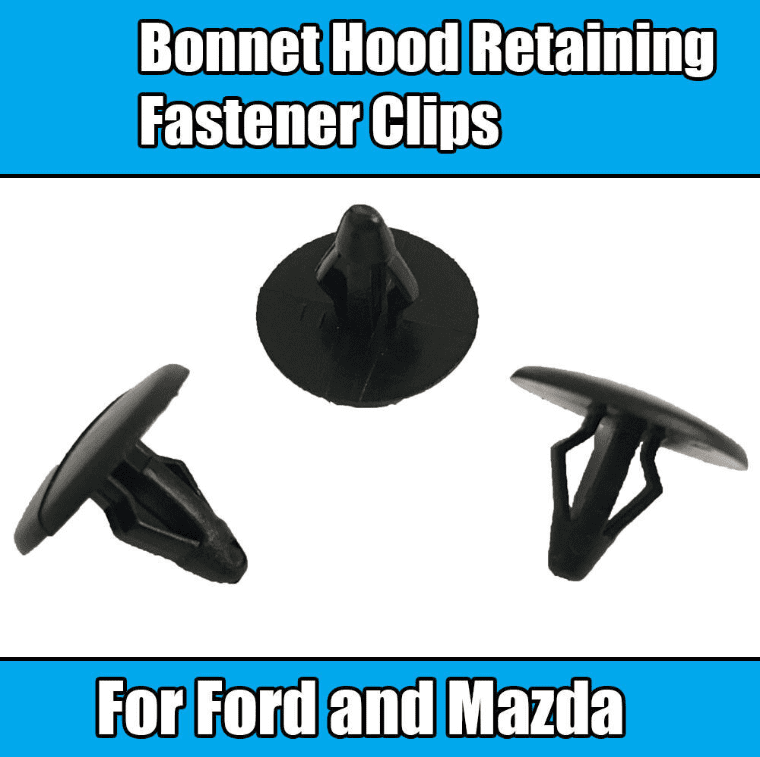 10x Clips for Ford Mazda Bonnet Hood Retaining Fastener Clips Black Plastic