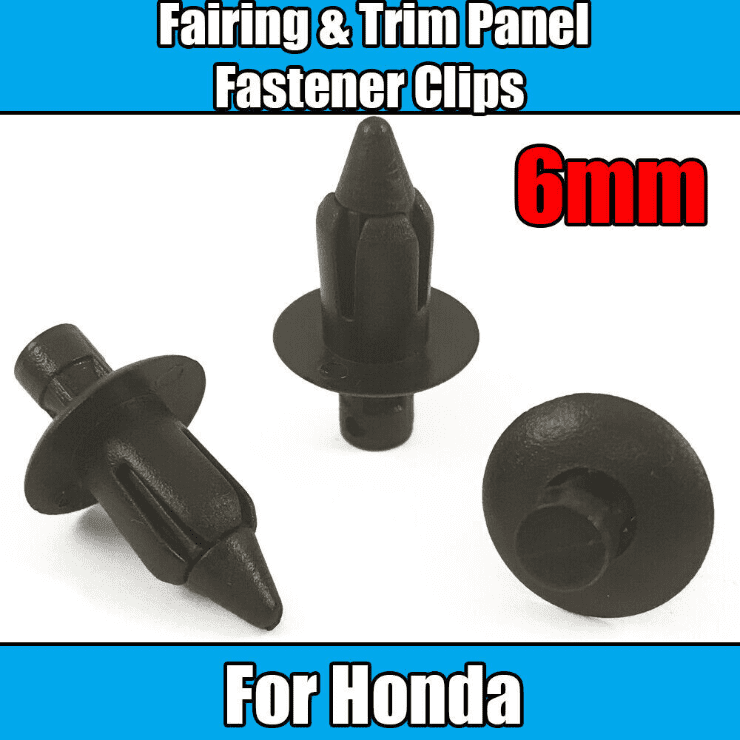 10x Clips for Honda Fairing Panel Trim Rivets Fasteners 6mm Hole Black ...