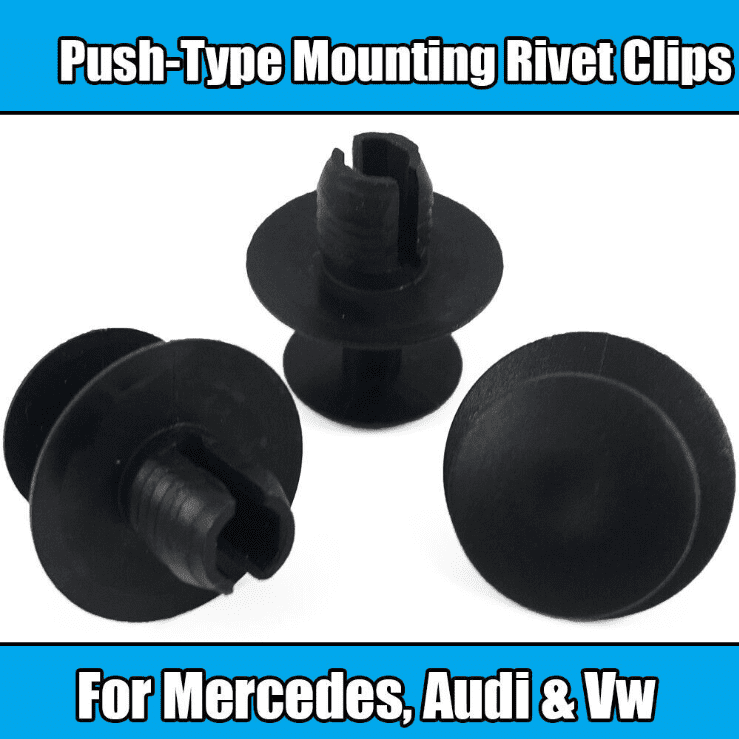 10x Clips for Mercedes Audi VW Push Type Mounting Rivet Clips Black Plastic