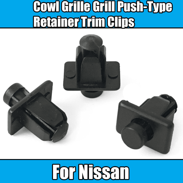 10x Clips for Nissan Cowl Grille Grill Push Retainer Trim Clips Black ...