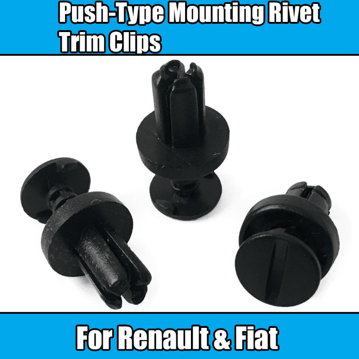 10x Clips for Renault Fiat Dacia Black Plastic Push Mounting Rivet Trim ...