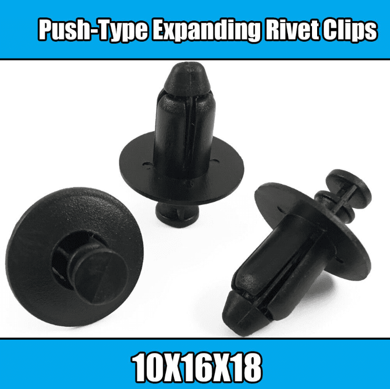 10x Clips for Universal Use Expanding Push Type Rivet Clips Black Plastic