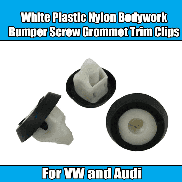 10x Clips for VW Audi White Plastic Nylon Bodywork Bumper Screw Grommet ...