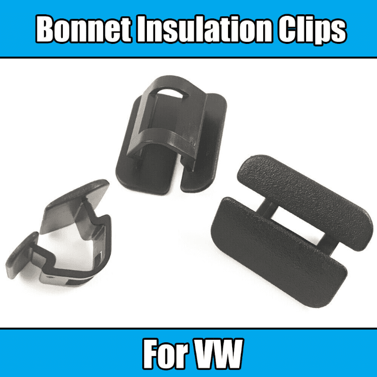 10x Clips for VW Bonnet Sound Insulation Deadener Retainer Hood Black ...
