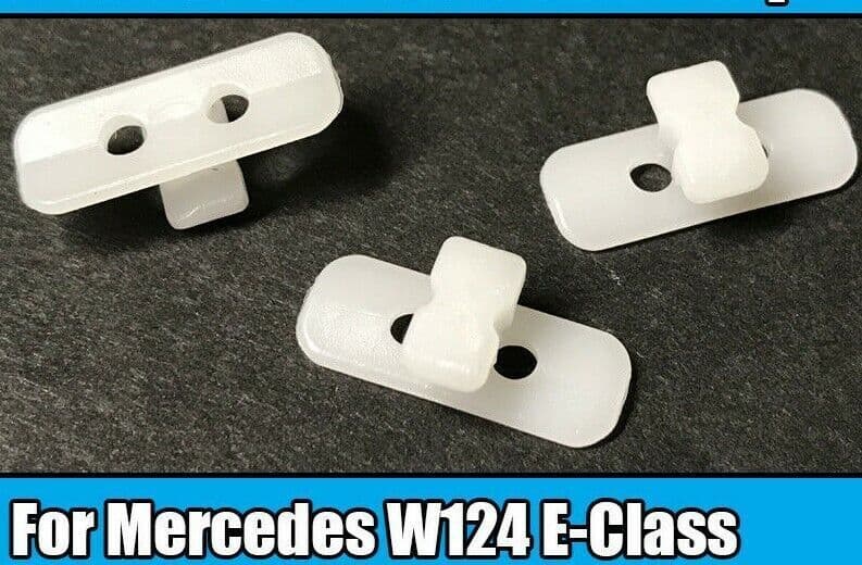 10x Exterior Chrome Panel Trim Clips White Plastic for Mercedes W124 E ...