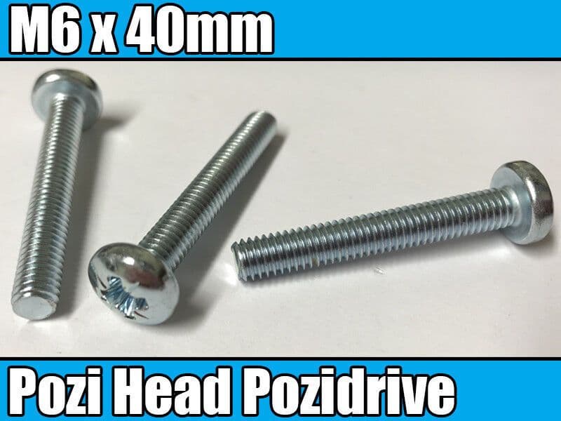 10x Machine Screw M6X40mm Pozi Head Bolts M6 Pozidrive Posi Screws ...