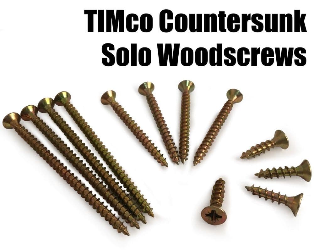 200x Timco Solo Wood Screws Yellow Zinc Pozi Countersunk 3G 4G 5G 6G