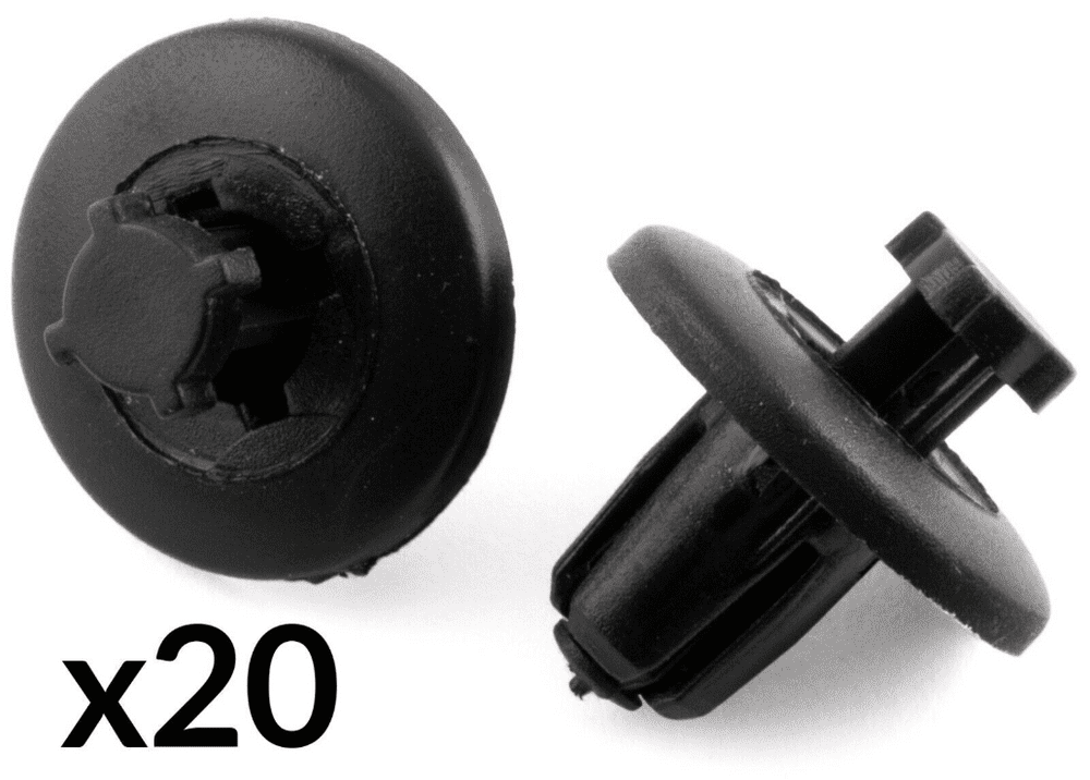 20 Black Push Type Clips for Peugeot Citroen Wheel Arch & Bumper Liner
