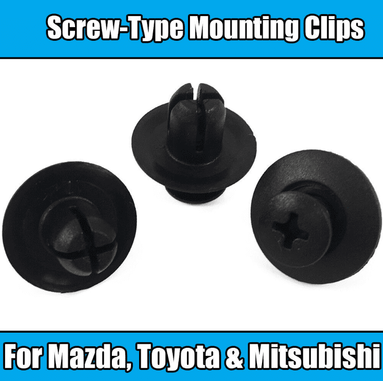Black Plastic Screw Type Mounting Clips for Mazda Toyota Mitsubishi