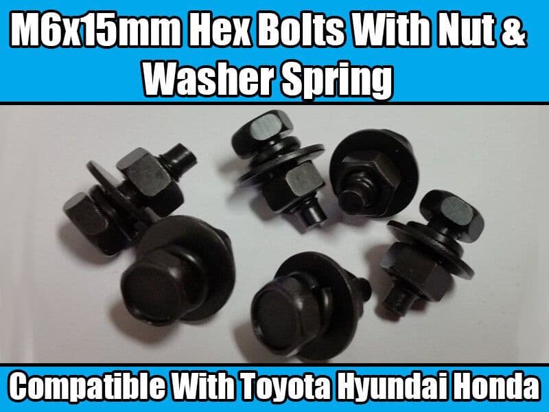 20x M6x15mm Hex Bolts, Nut & Spring Washer for Toyota Hyundai Honda