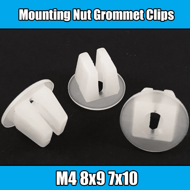 20x White Plastic Grommet Nut Clips Universal Use Mounting M4 8X9 7X10