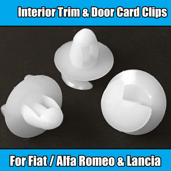 20 White Plastic Trim Clips for Fiat Alfa Romeo Lancia Door Card Panel