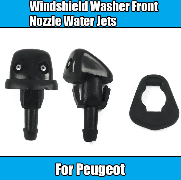 2x Black Rubber Washer Nozzle Water Jets for Peugeot Front Windscreen