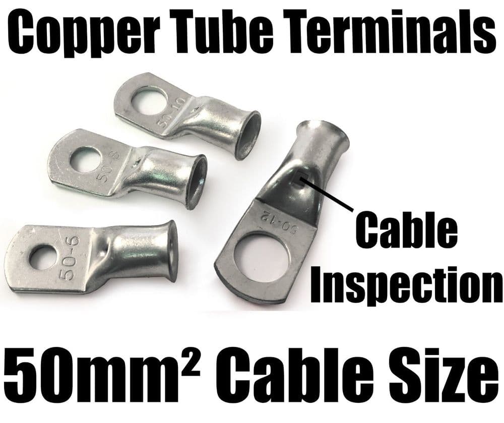 50mm Cable Copper Tube Terminals Battery Welding Solder Lug Ring Crimp ...