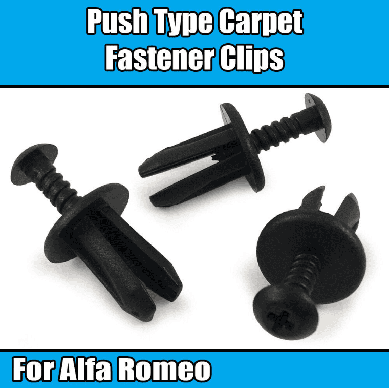 50x Black Plastic Push Type Clips for Fiat Punto Alfa Romeo Carpet