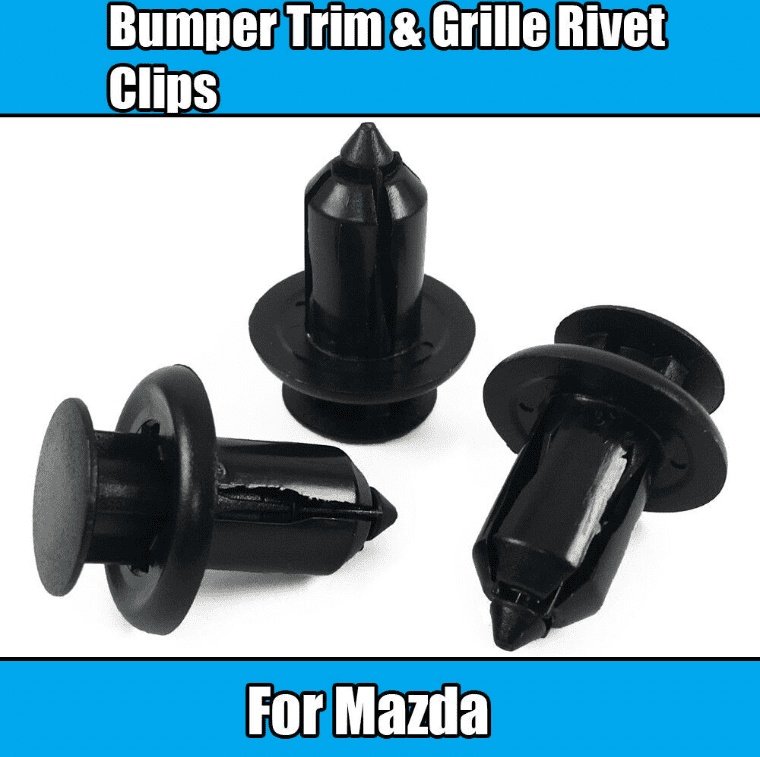 50 Black Plastic Rivet Clips for Mazda Front Rear Bumper Trim & Grille