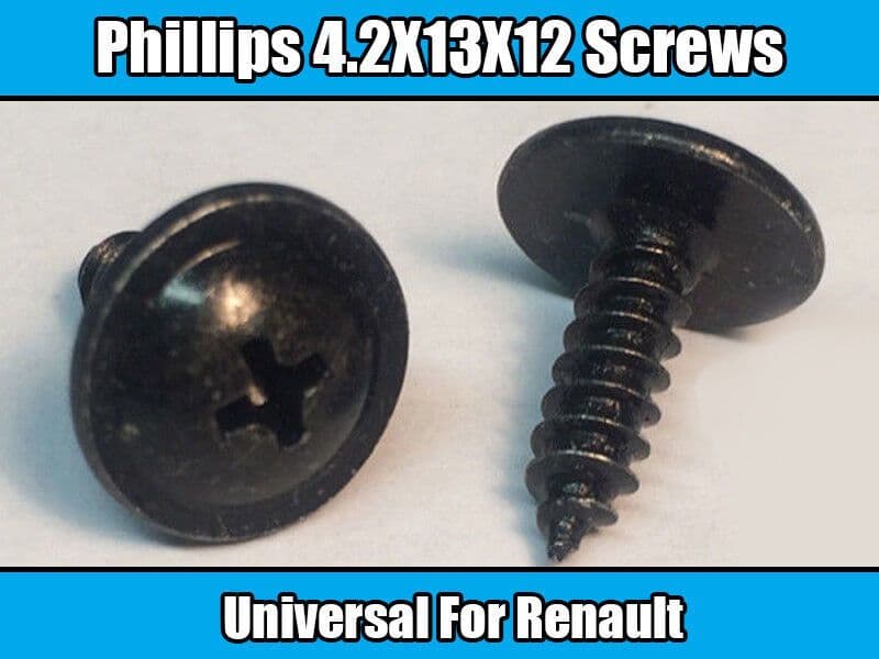 50x Universal Black Metal Phillips Head 4,2X13X12 Screws for Renault