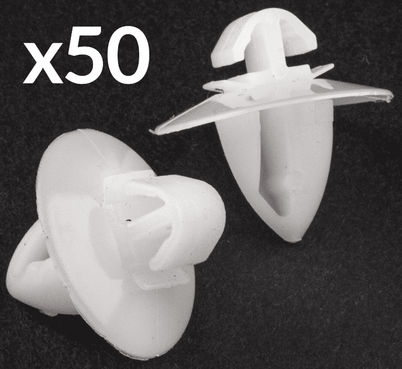 50x White Plastic Clips for Fiat Doblo Exterior Side Moulding Panel