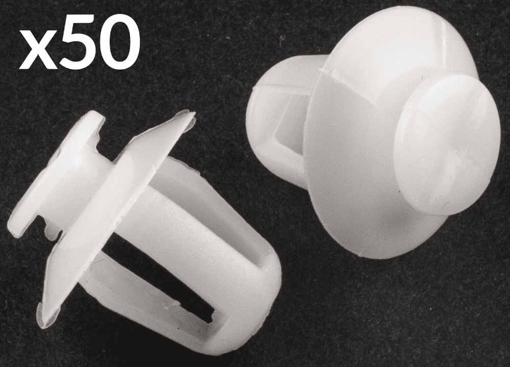 50x White Trim Clips for Peugeot Exterior Door Moulding Bumpstrip
