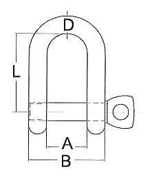 5mm A4 316 Stainless Steel D Shackle With Screw Pin Rigging Lock/5mm