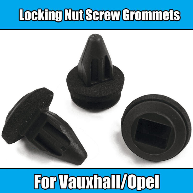 5x Black Plastic Locking Nut Screw Grommets Clips for Vauxhall Bumper