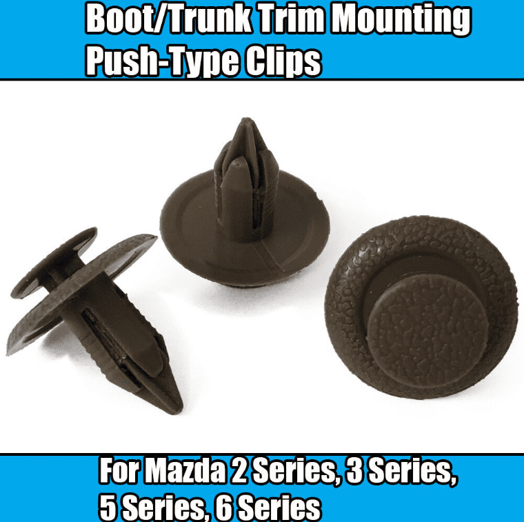 5x Brown Plastic Push Type Clips for Mazda 2 Series Boot Trim Mounting