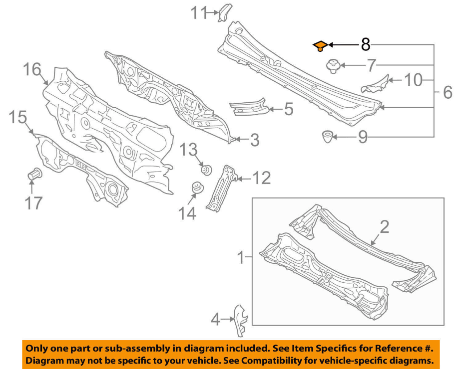 5x Grill Grille Cowl Panel Vent Cap Trim Clips for Subaru Impreza forester