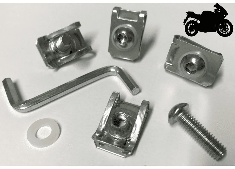 5x M6 Metal Motorbike Panel Fairing Clips, Washers & Bolts Set