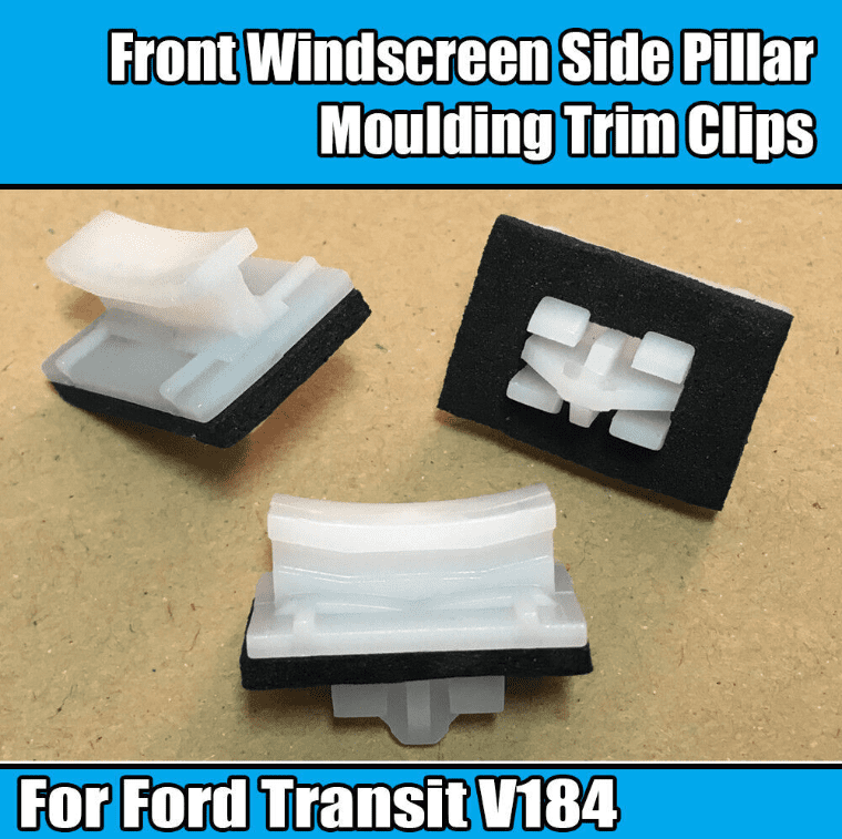 5x White Trim Clips for Ford Transit V184 Front Windscreen Side Pillar
