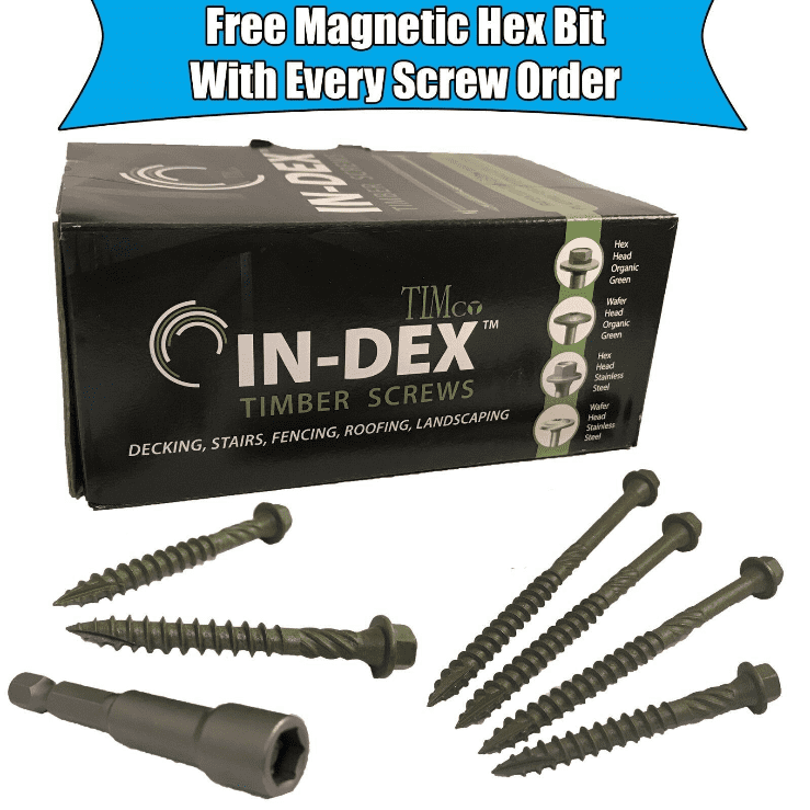 6.7 Hex Head Landscape Wood Screws Sleeper Decking Timber In-Dex Bit