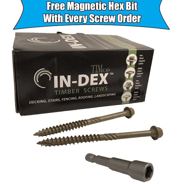 6.7X75mm 3" Hex Head Landscape Screws Sleeper Decking Timber In-Dex