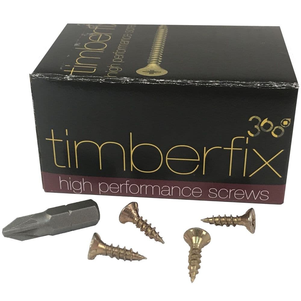 6G 3.5mmx15mm Premium Cutter Thread Wood Screws Pozi Csk Timberfix 360 Gold