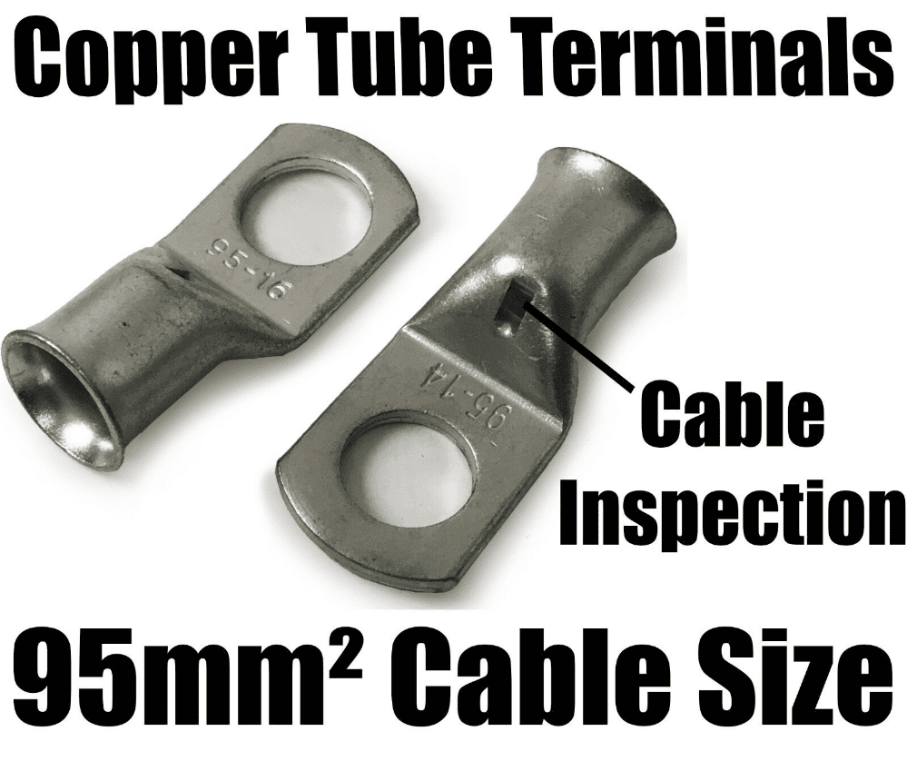 95mm² Cable Copper Tube Terminals Battery Welding Solder Lug Ring Crimp ...