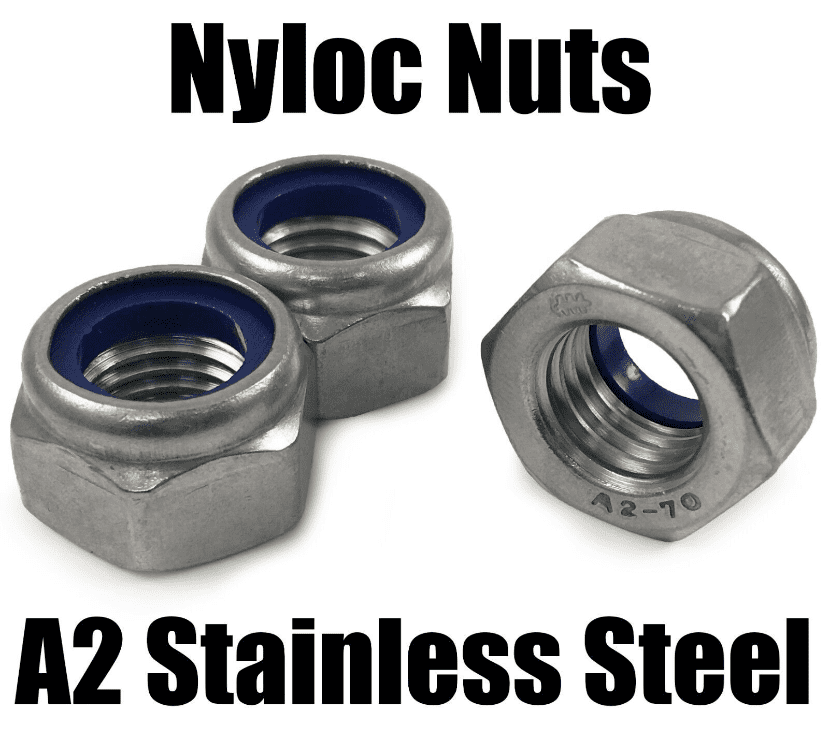 A2 Stainless Steel Nyloc Nuts Self Locking Nylon Insert M1.6-M36