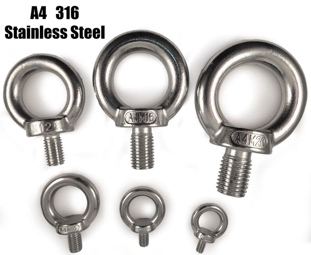 A4 316 Marine Grade Stainless Steel Lifting Eye Bolts M6 M8 M10 M12 M16 ...