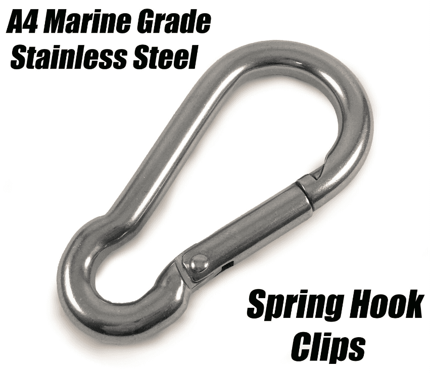 A4 Marine Grade Stainless Steel Carabiner Spring Hook Clip 40mm-180mm