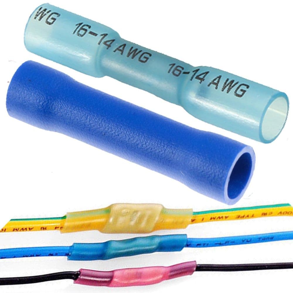 Blue Adhesive Lined Heat Shrink Butt Sleeve Connectors Tube Terminals ...