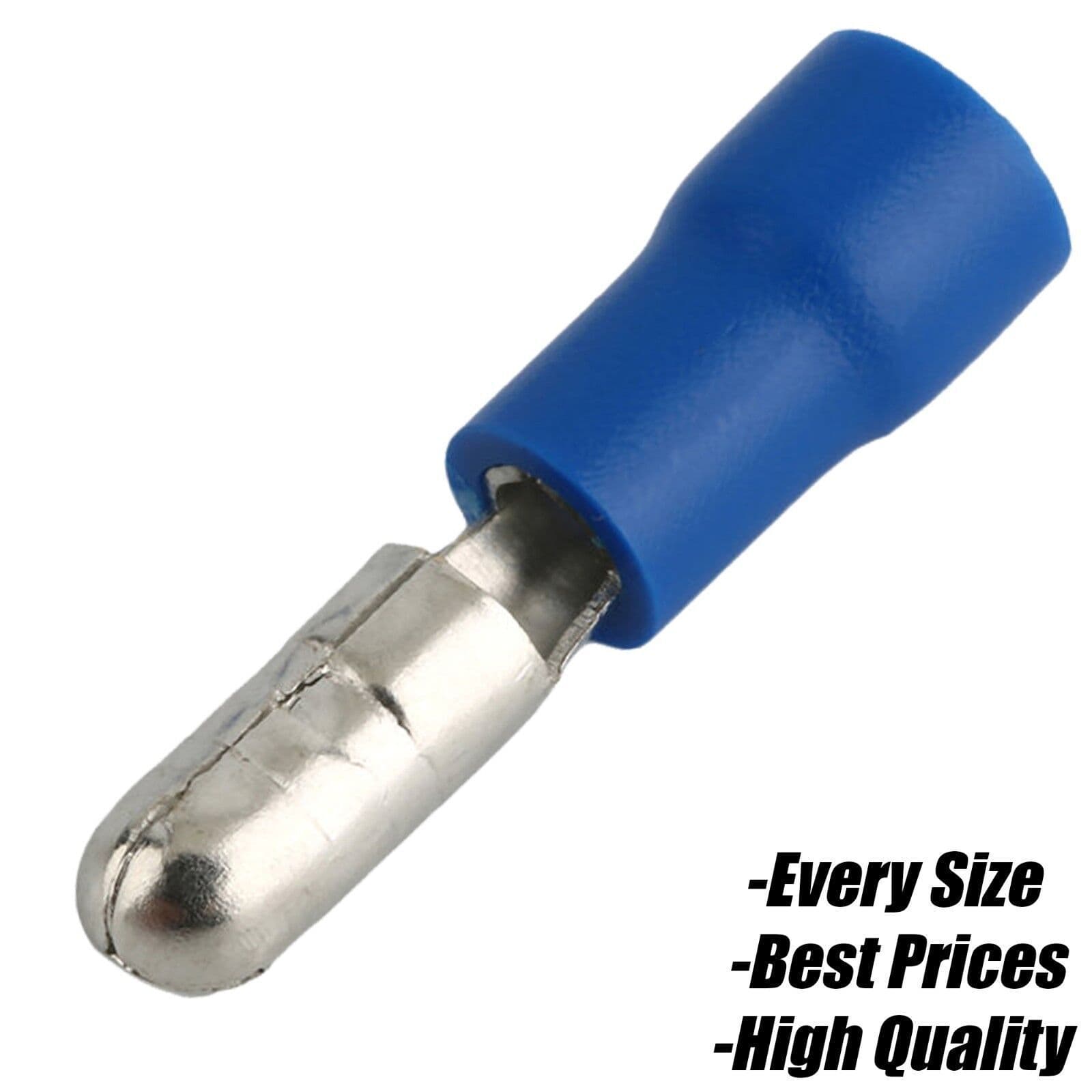 Blue Bullet Terminal Brass Connector Male Electrical Insulated Crimp Wire