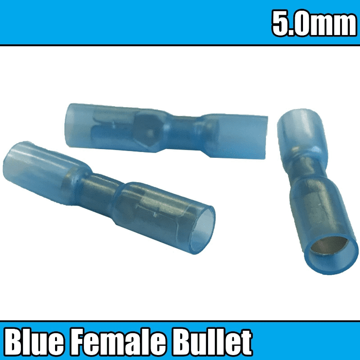 Blue Female Bullet Heat Shrink Terminal Electrical Connector